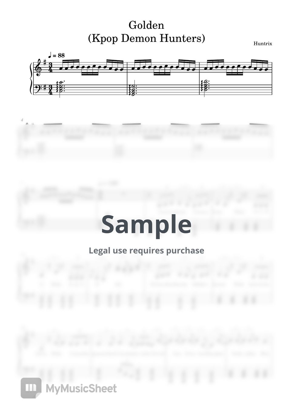 Huntrix - Golden (Kpop Demon Hunters) Sheet Music by Pianojoa
