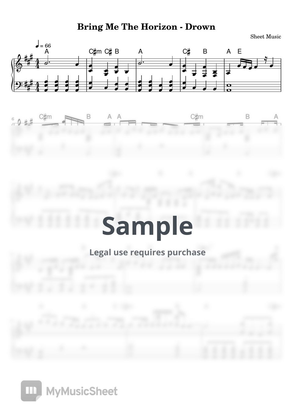 Bring Me The Horizon - Drown (Piano Cover) Noten by Sheet Music