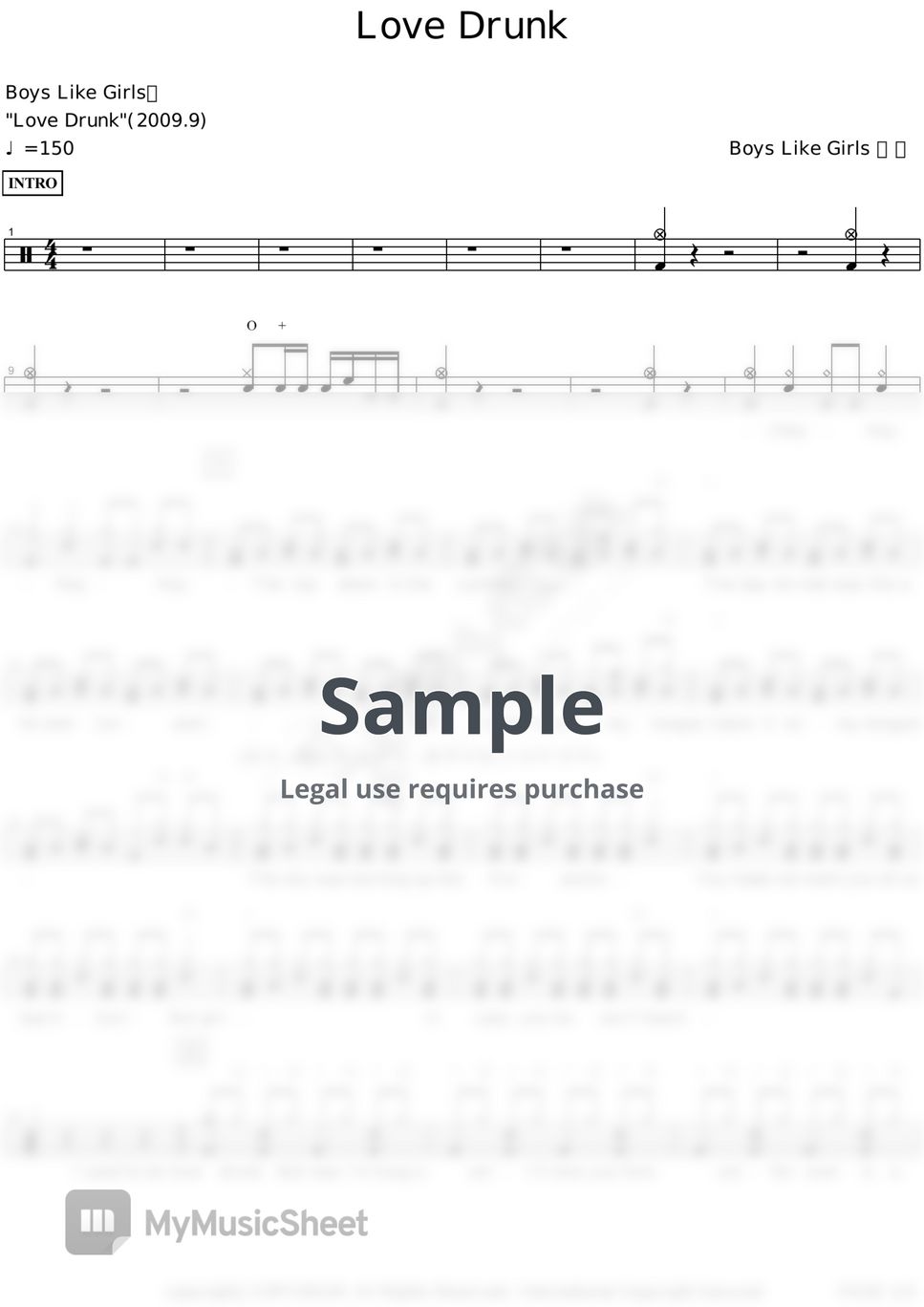 Boys like girls - Love Drunk 악보 by COPYDRUM