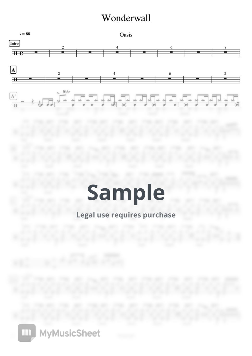 Oasis - Wonderwall Sheets by Cookai's J-pop Drum sheet music!!!