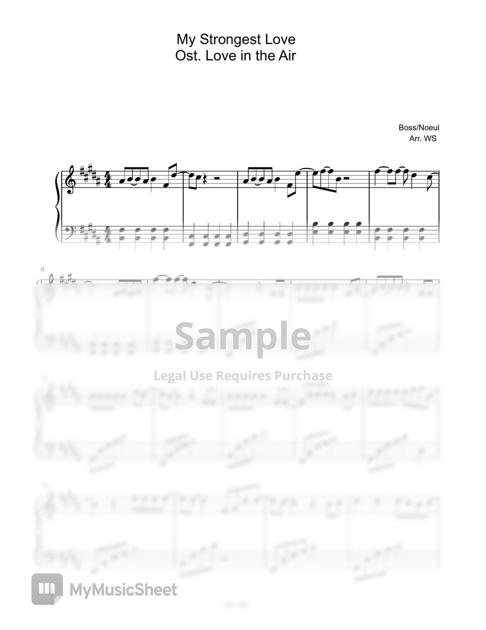 Boss / Noeul - My Strongest Love Sheets by WS Piano