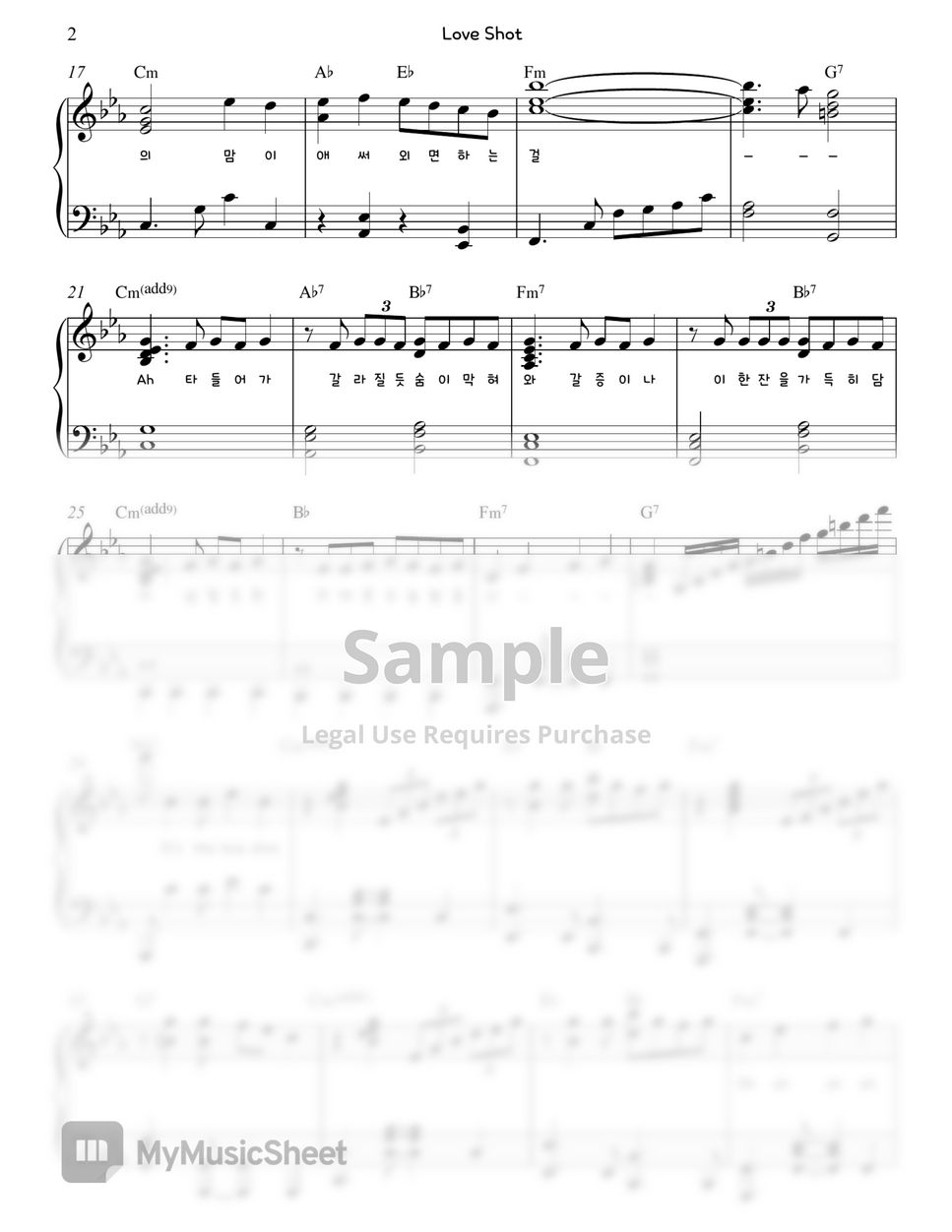 Exo 엑소 Love Shot Piano Sheet By Gloria L Sheets