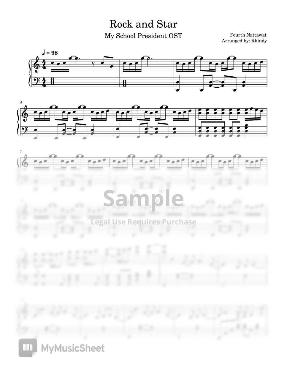 Fourth Nattawat - Rock and Star Sheet Music by Rhindy