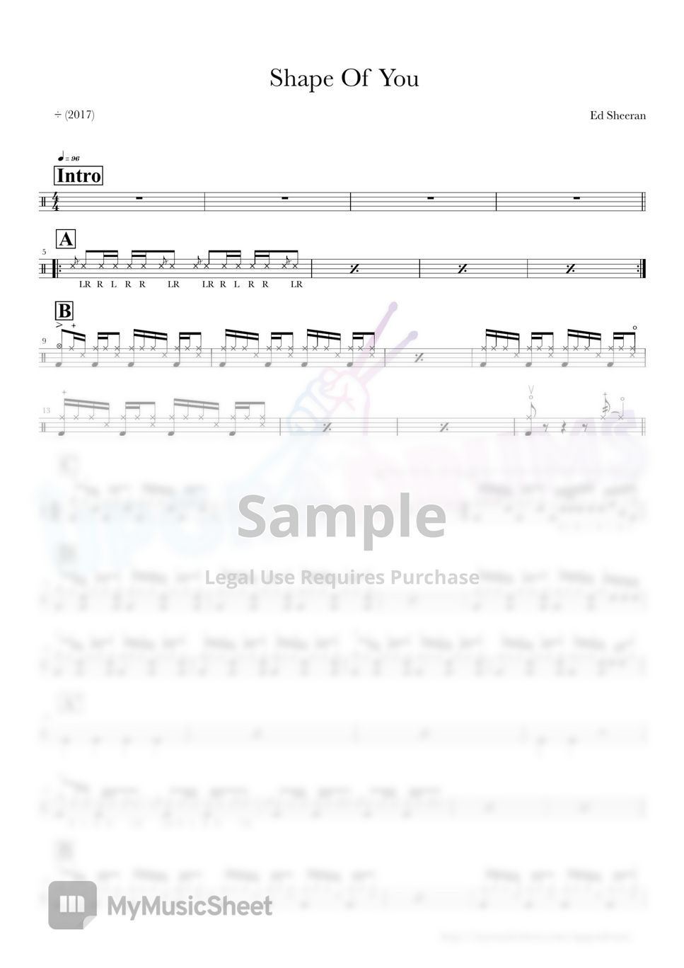 Ed Sheeran - Shape Of You Sheet by UPGRADRUMS