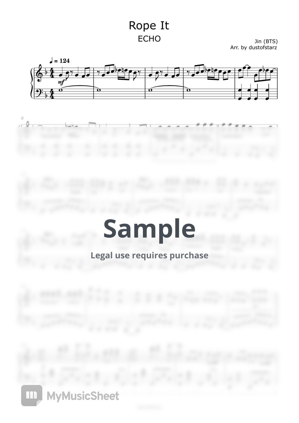 BTS Jin - Rope It Sheet Music by dustofstarz