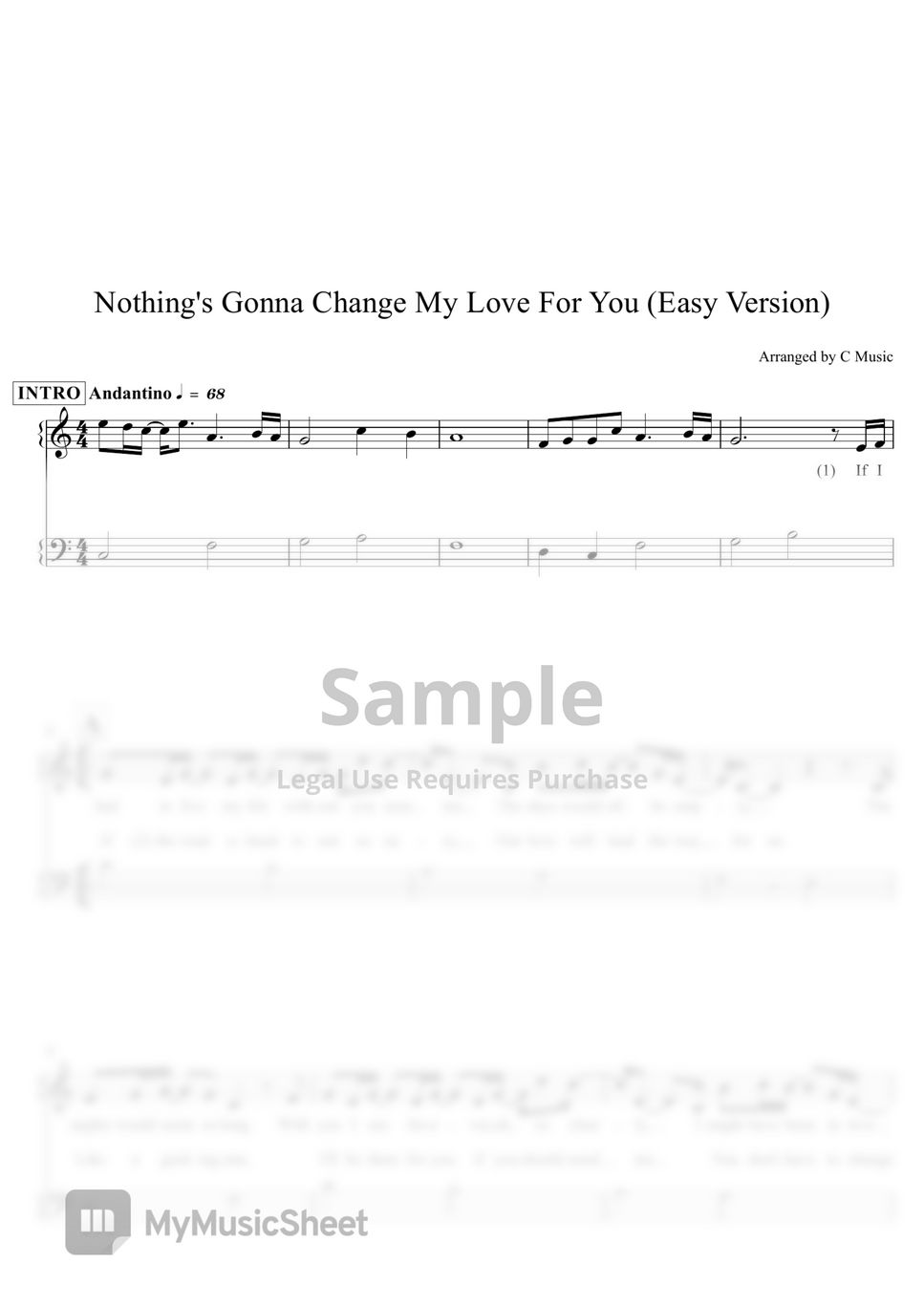George Benson - Nothing Gonna change my love for you (Easy Version) Sheet Music by C Music