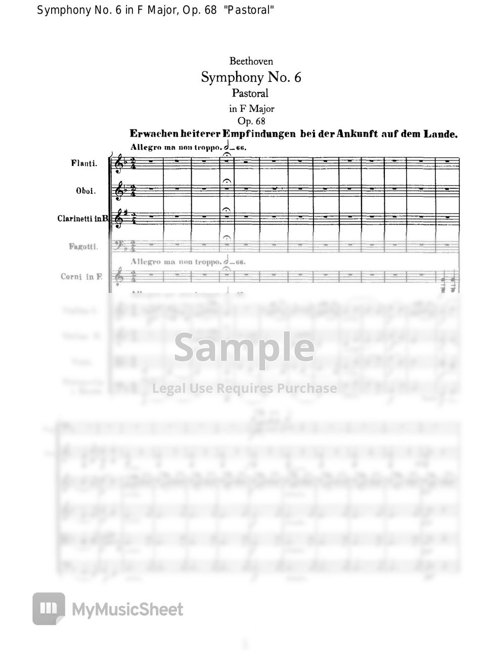 L. V. Beethoven - Symphony No. 6 in F major (Pastoral Symphony) Sheets ...