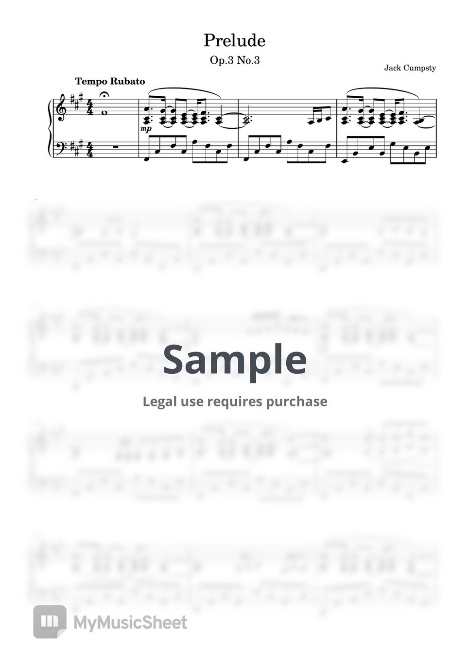 Jack Cumpsty - Prelude Op.3 No.3 Piano Sheet Music PDF | mymusic5