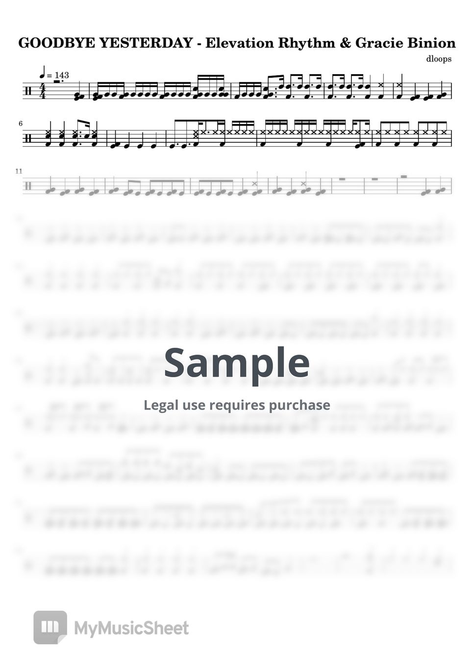 Elevation Rhythm & Gracie Binion - GOODBYE YESTERDAY (DRUM SCORE) Sheet ...