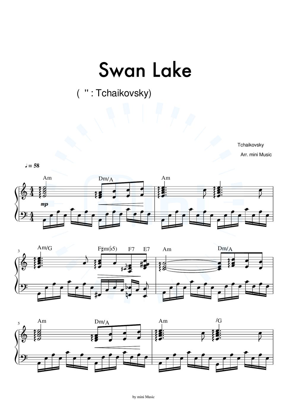 Tchaikovsky - Swan Lake Suite (Scene) 백조의 호수 (Am Key) Hoja by mini Music