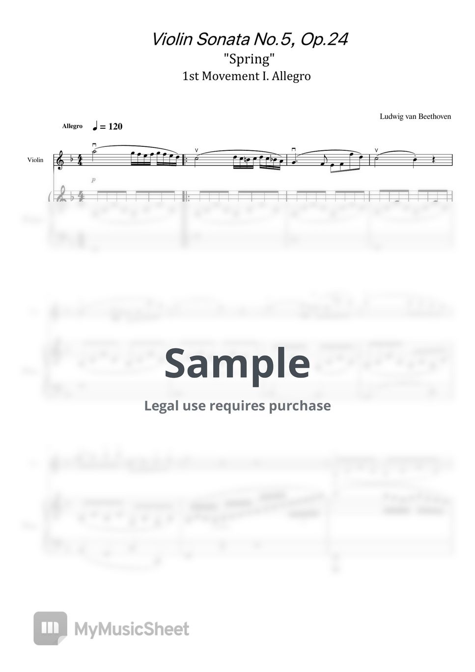 Ludwig van Beethoven - Violin Sonata No.5 Op.24 (Spring) 1st Mov (I. Allegro - Original For ...