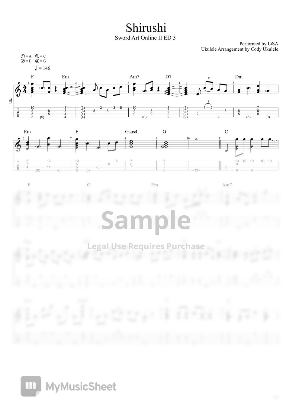 LiSA - Shirushi TAB+1 Staff by Cody Ukulele