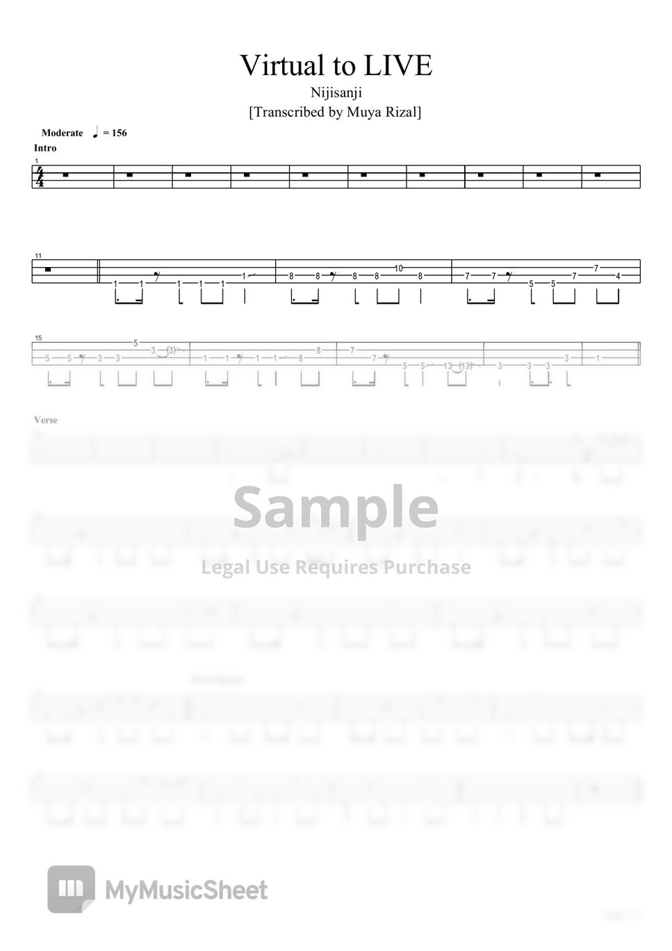 Nijisanji - Virtual to LIVE (Bass TAB) Sheets by Muya