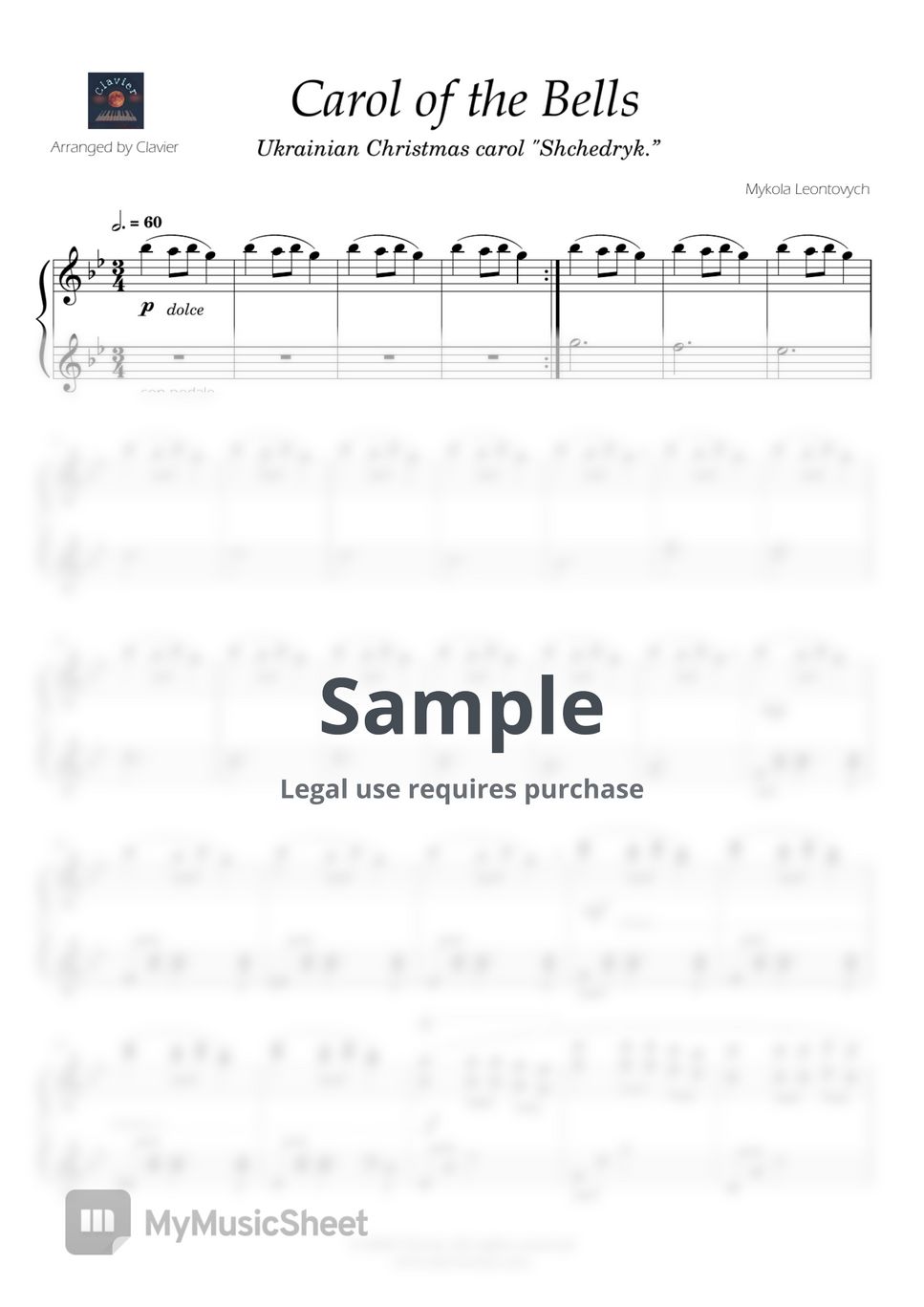 Carol of the bells Sheet Music by Clavier