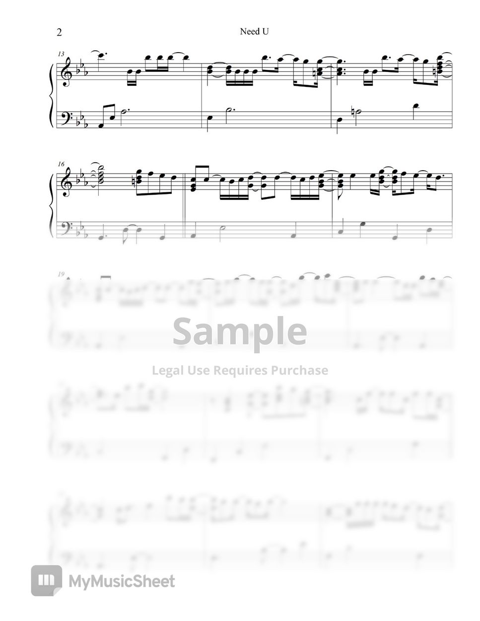 이달의소녀 (LOONA) - Need U Sheet Music by Moonrise