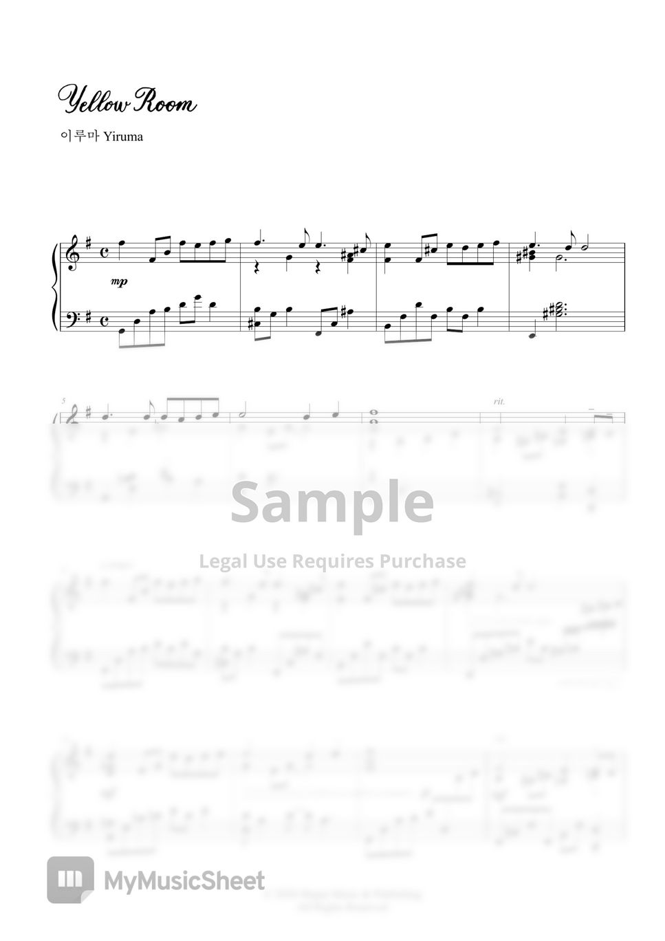 Yiruma - Yellow Room (Preludio Version) Sheet Music
