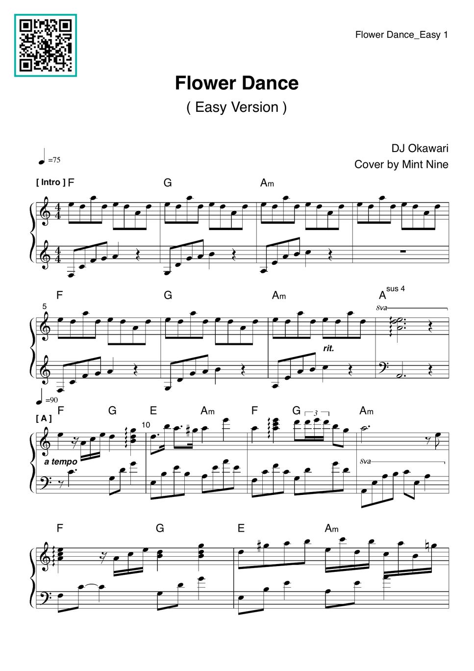 DJ Okawari - Flower Dance (Easy Version) Sheet by Mint Nine