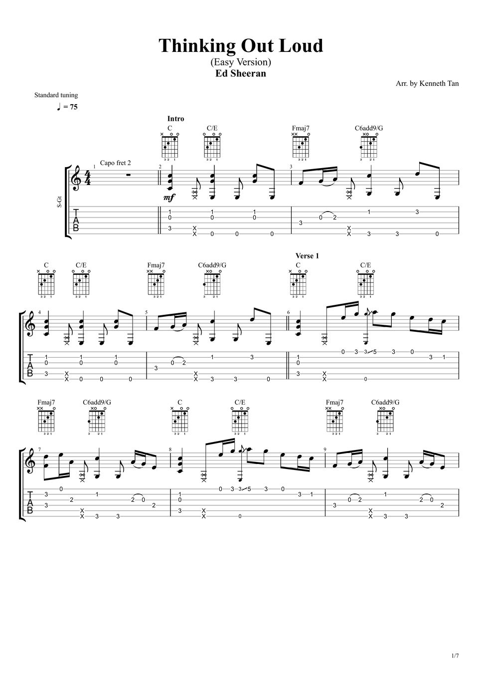 Thinking Out Loud Lyrics And Chords Guitar