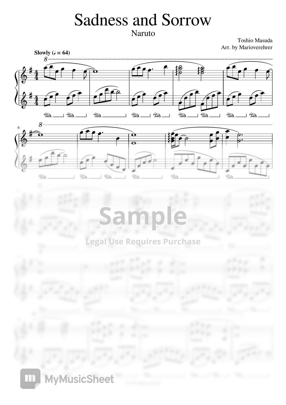 Sadness and Sorrow - Naruto for Piano Solo 樂譜