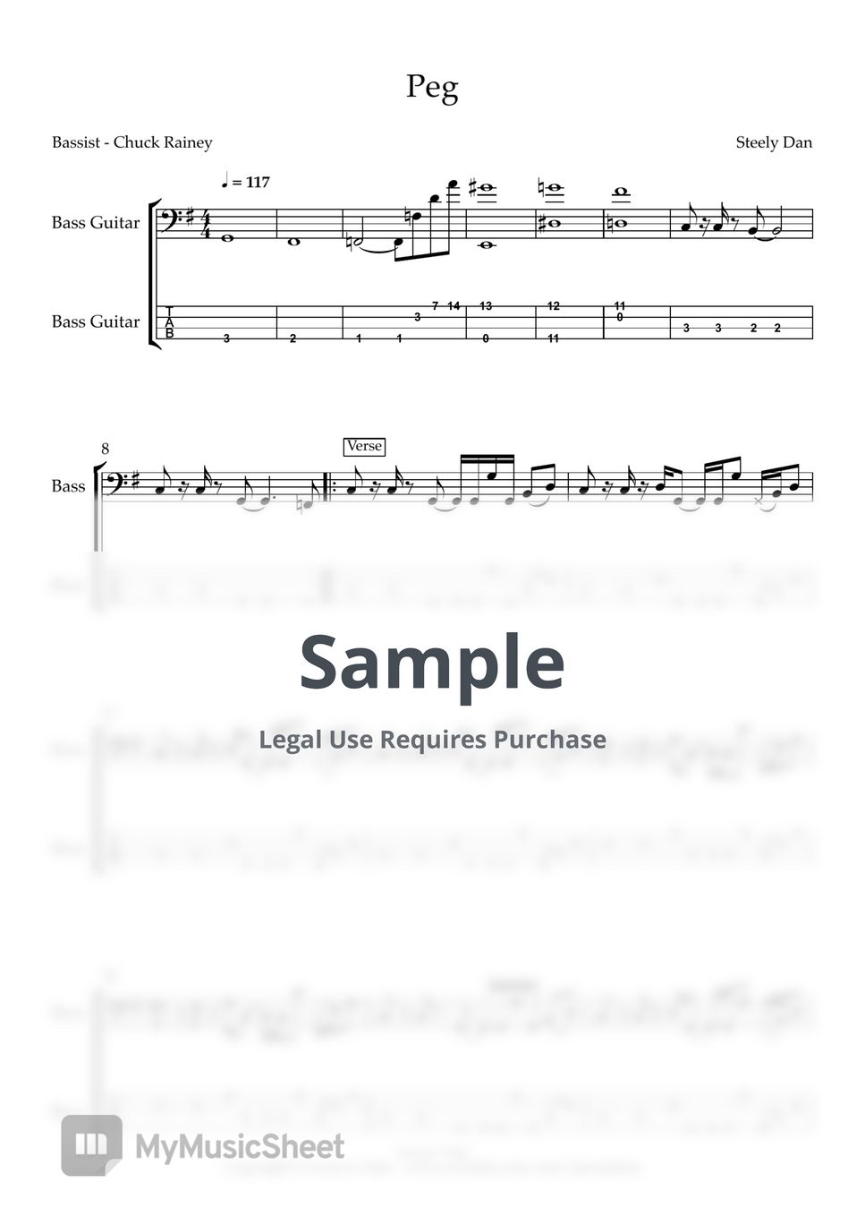 Steely Dan - Peg TAB+1 Staff by GrooveTubeBass