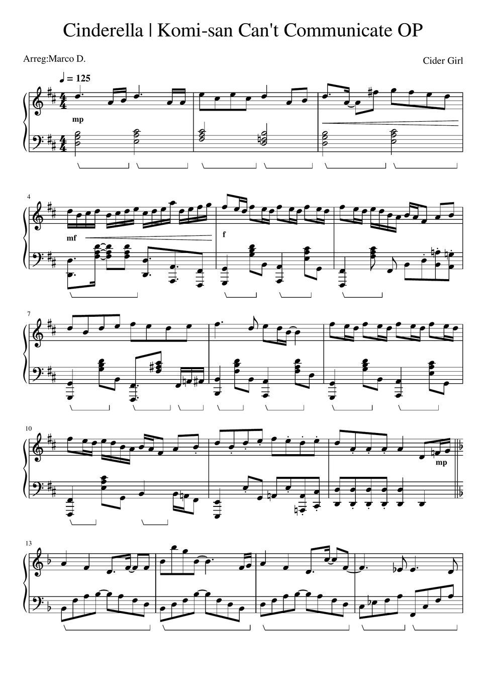 Cider Girl - Cinderella Sheet by Marco D.