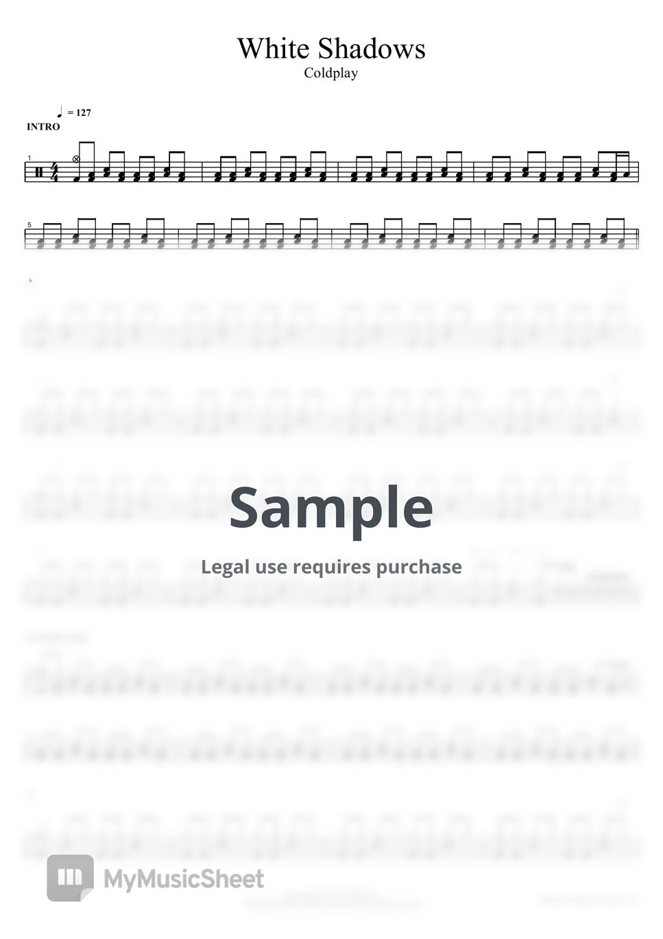 Coldplay - White Shadows Sheets by copydrum