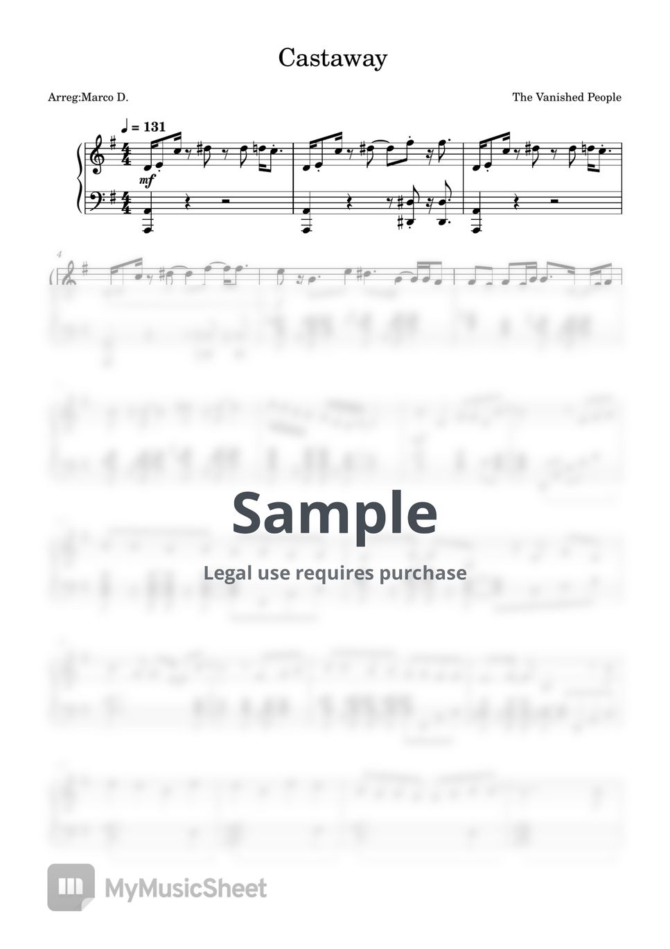 The Vanished People - Castaway Sheet Music by Marco D.