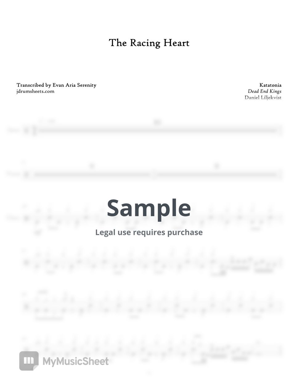 Katatonia - The Racing Heart 악보 by Jaslow Drum Sheets