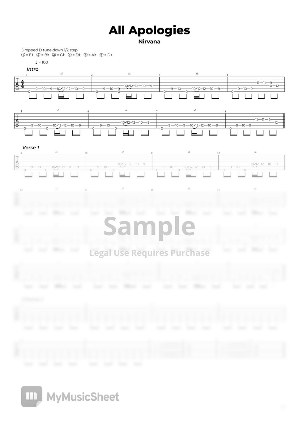 Nirvana - All Apologies 楽譜 by Nikola Gugoski