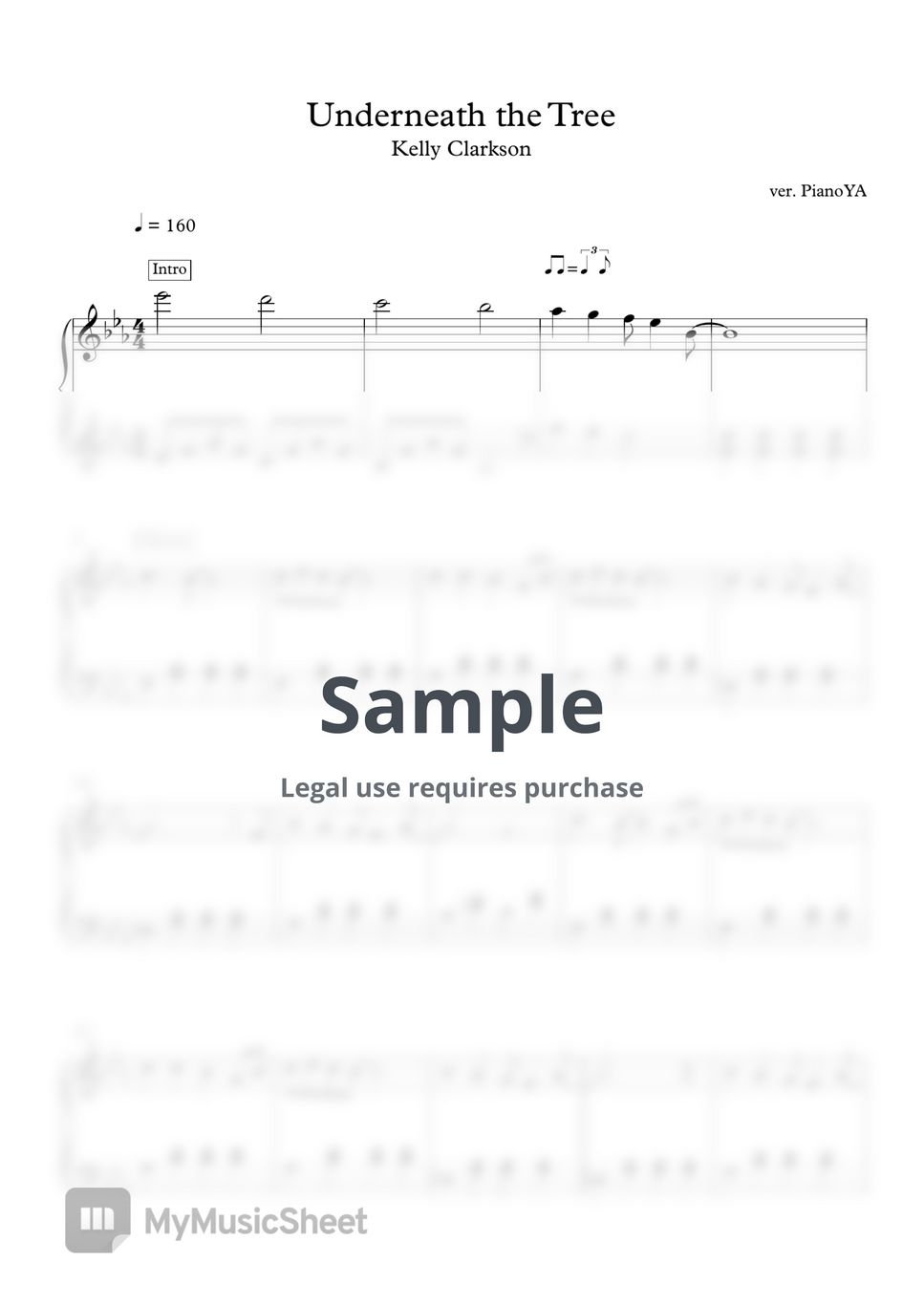 Kelly Clarkson - Underneath the Tree Sheets by PianoYA