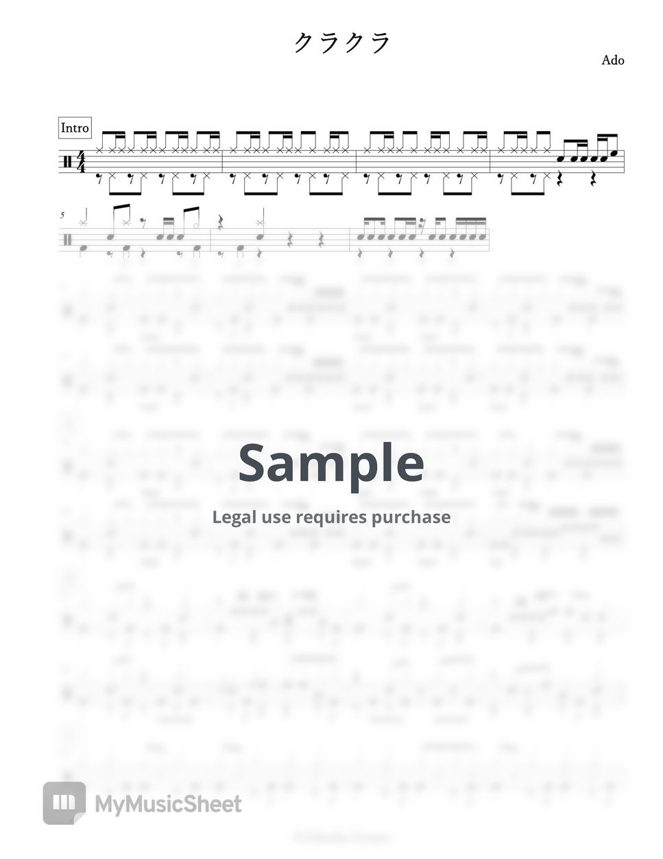 Ado - クラクラ Sheets by Arkadia Drums