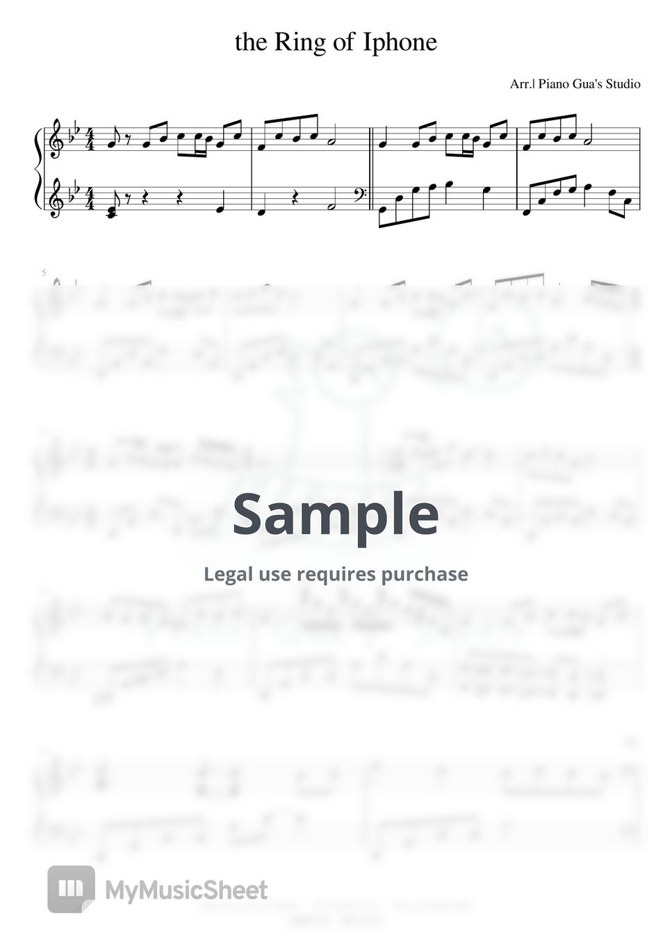 無 - Iphone 鈴聲 -【原創鈴聲改編】 Sheets by Piano Gua's Studio