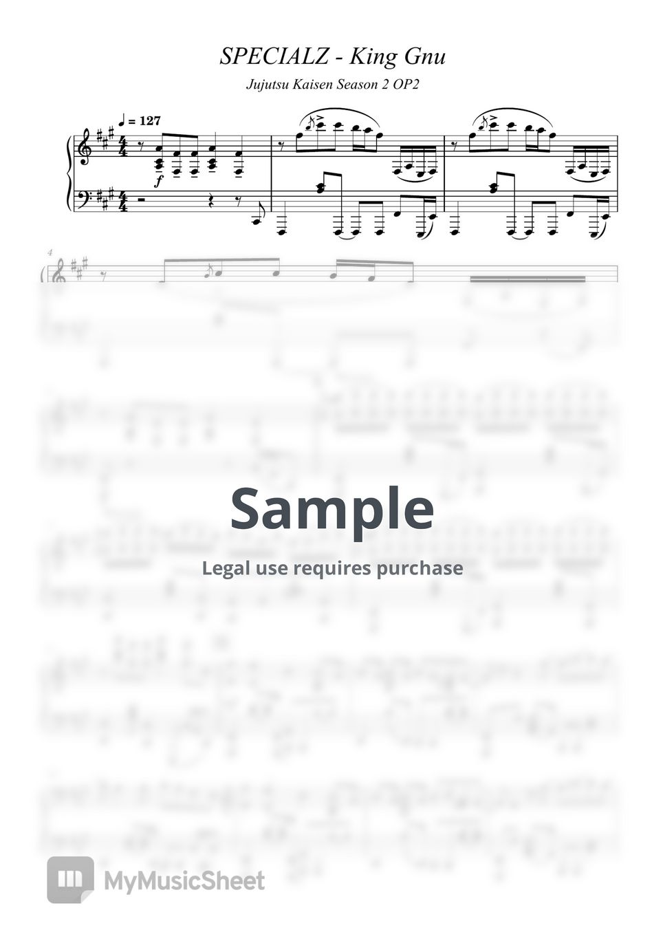 King Gnu - SPECIALZ - King Gnu (Jujutsu Kaisen Season 2 OP2) Piano Sheet Music by BWC Piano Tutorial