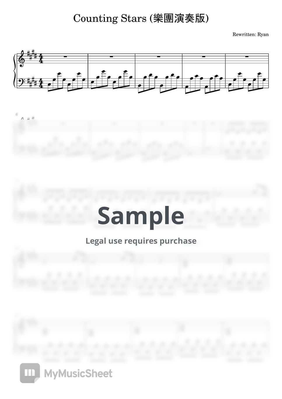 OneRepublic - Counting Stars Sheets by lerrens