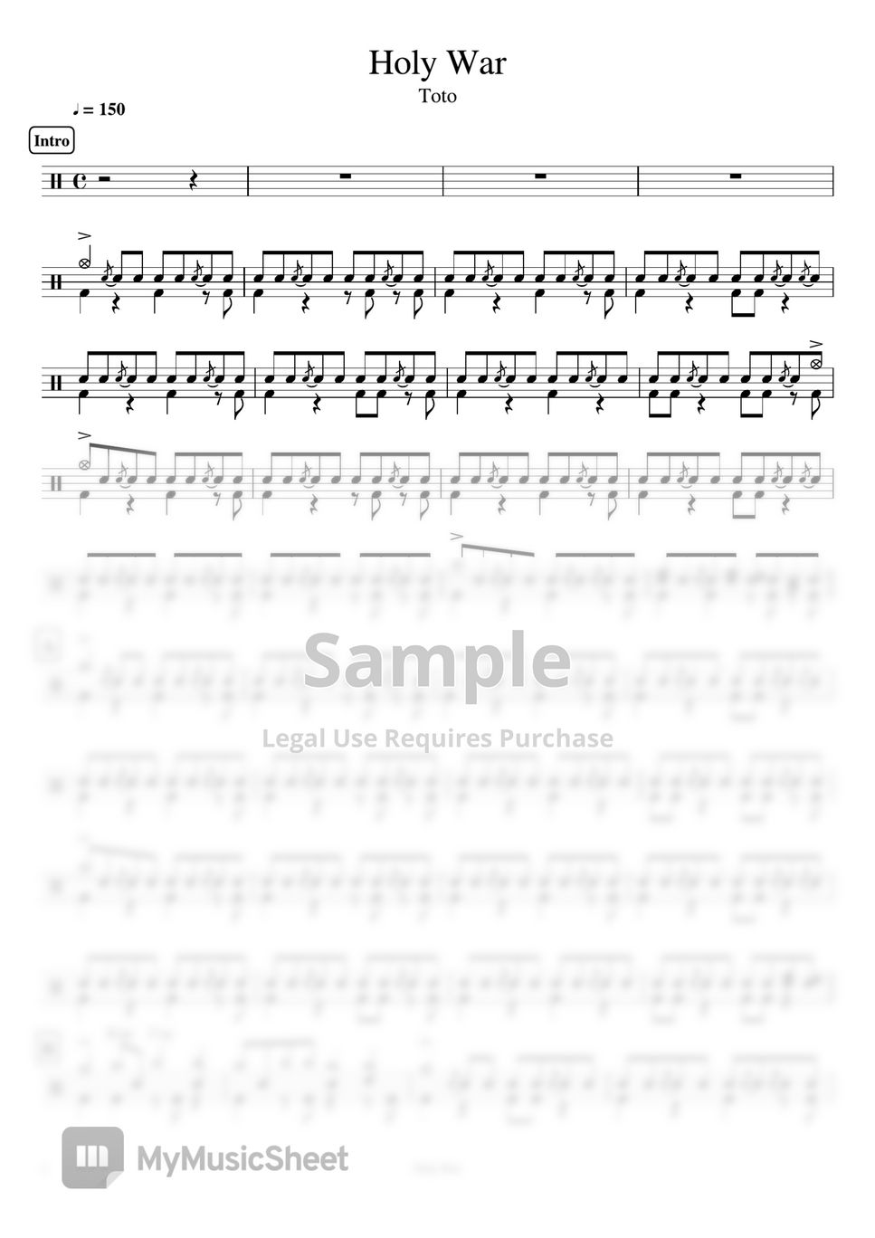 TOTO - Holy War Sheets by Cookai's J-pop Drum sheet music!!!