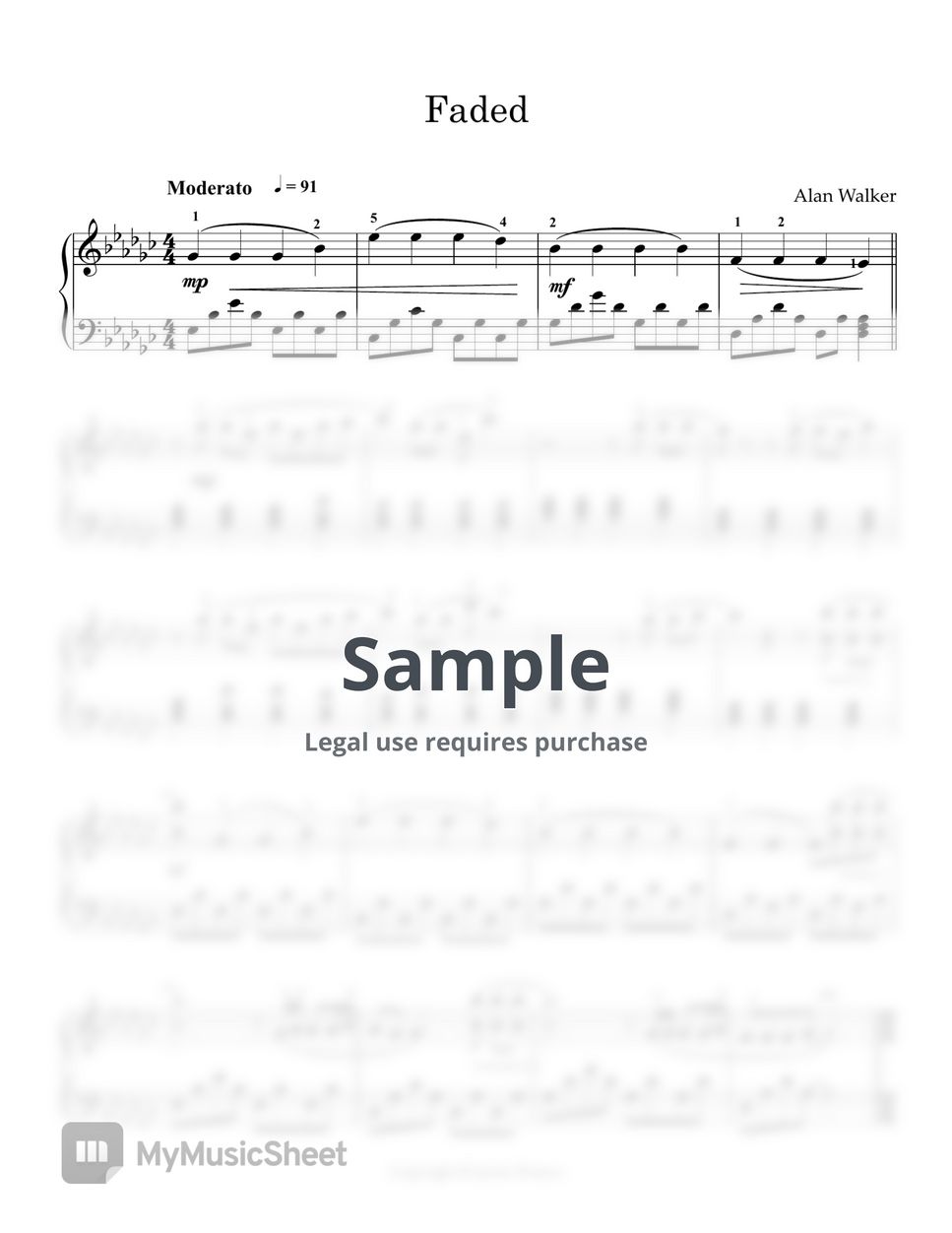 Alan Walker - Faded Sheets by Javier Franco