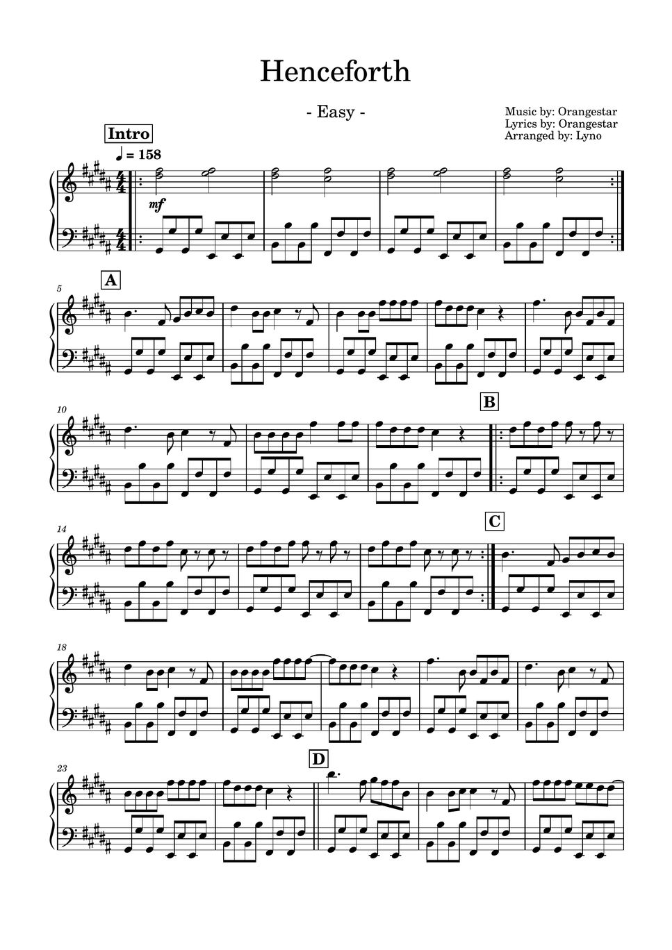 Orangestar - Henceforth (ピアノソロ初級、フル) 楽譜 by Lyno