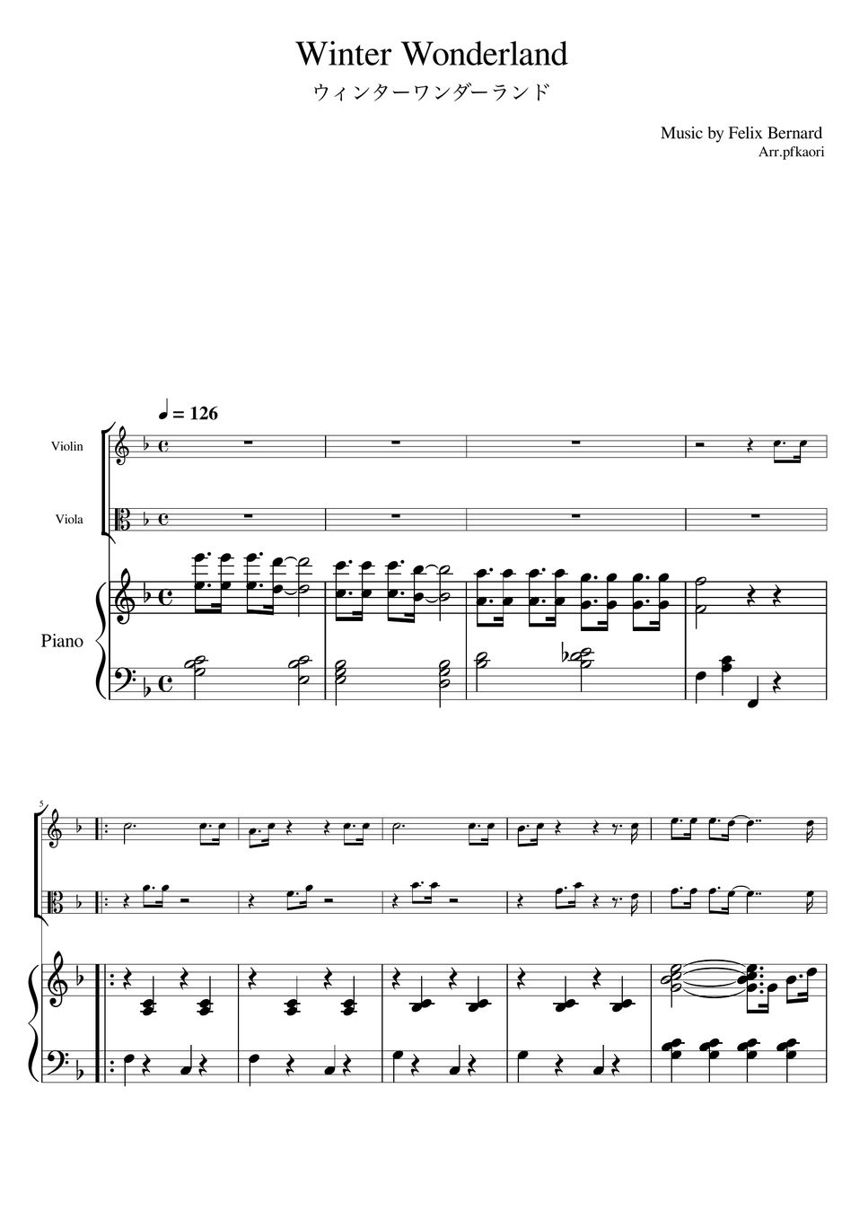 Felix Bernard - Winter Wonderland (Violin & Viola / Piano trio) Sheets ...