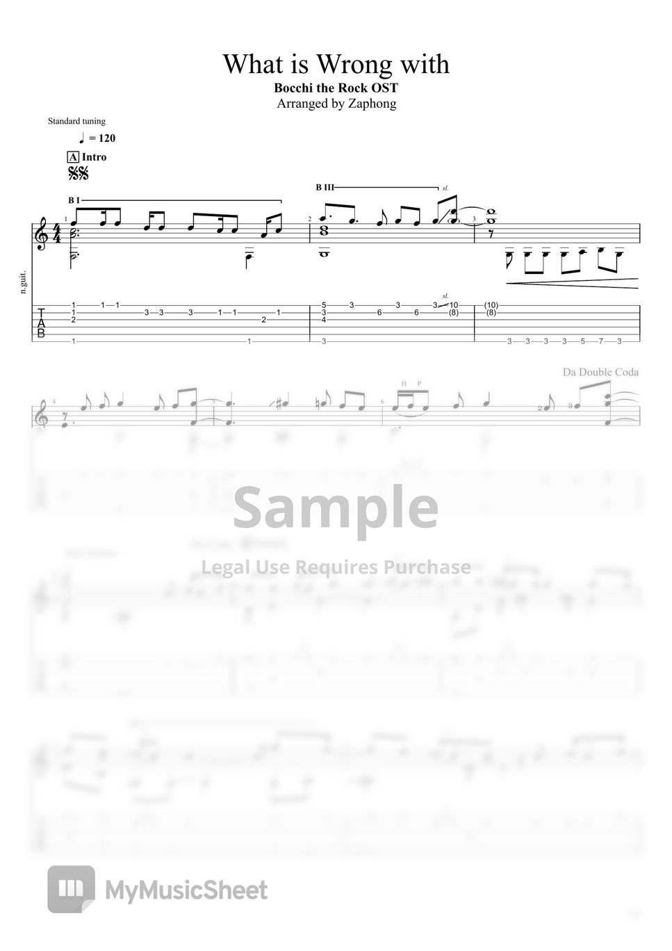 Kessoku Band - Naniga Warui?(What is Wrong With?) (Solo Fingerstyle) Sheet Music by Zaphong