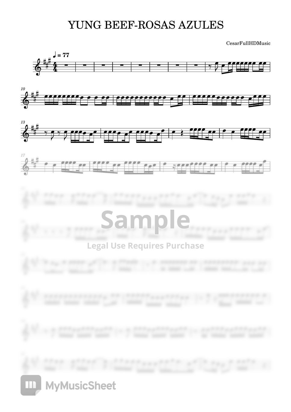 YUNG BEEF - ROSAS AZULES 악보