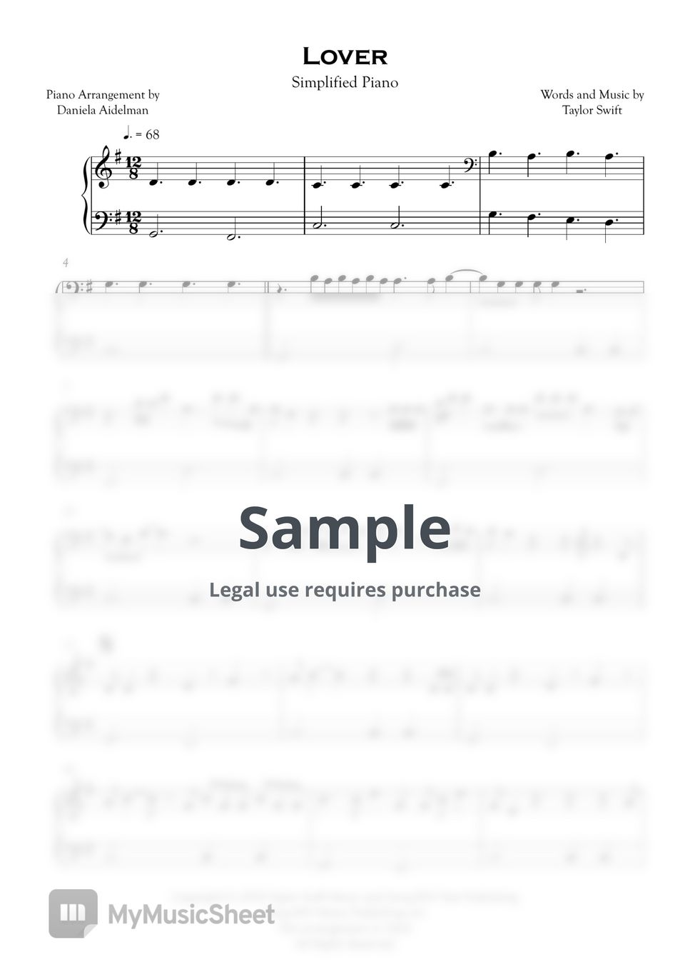 Taylor Swift - Lover Sheets by Daniela Aidelman