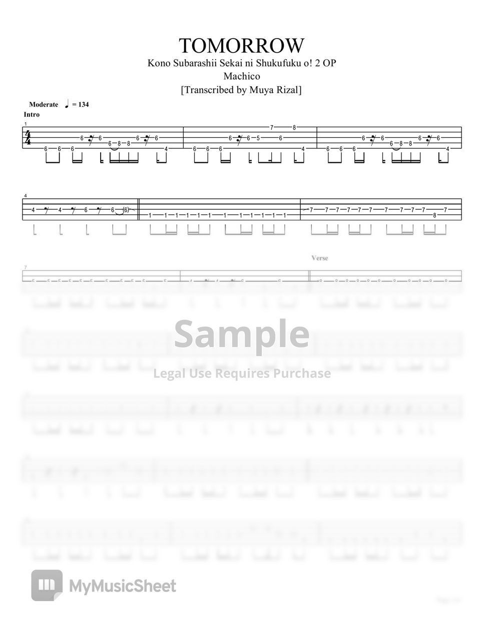 Machico - TOMORROW (Bass TAB) Hoja by Muya