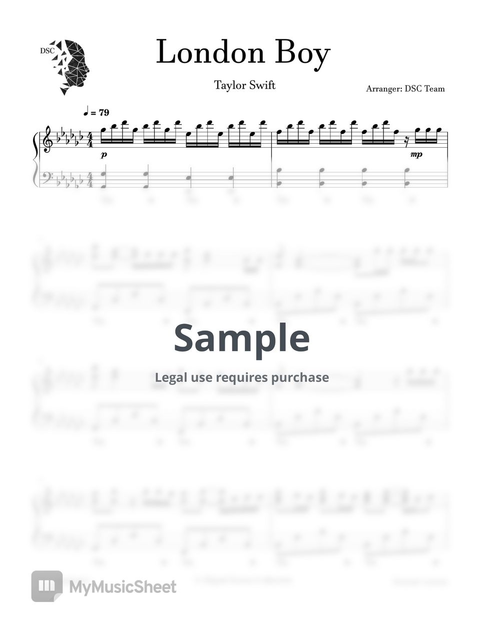 Taylor Swift - London Boy Sheets by Digital Scores Collection