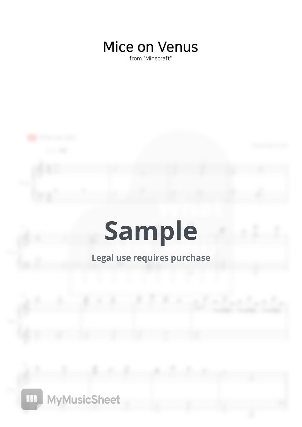 C418 - Mice on Venus (Minecraft Soundtrack) Sheet Music by What the Sally