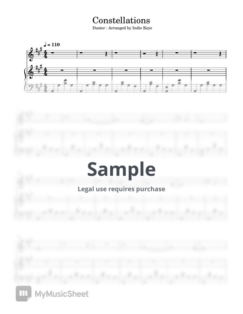 Duster - Constellations 악보 by Indie Keys