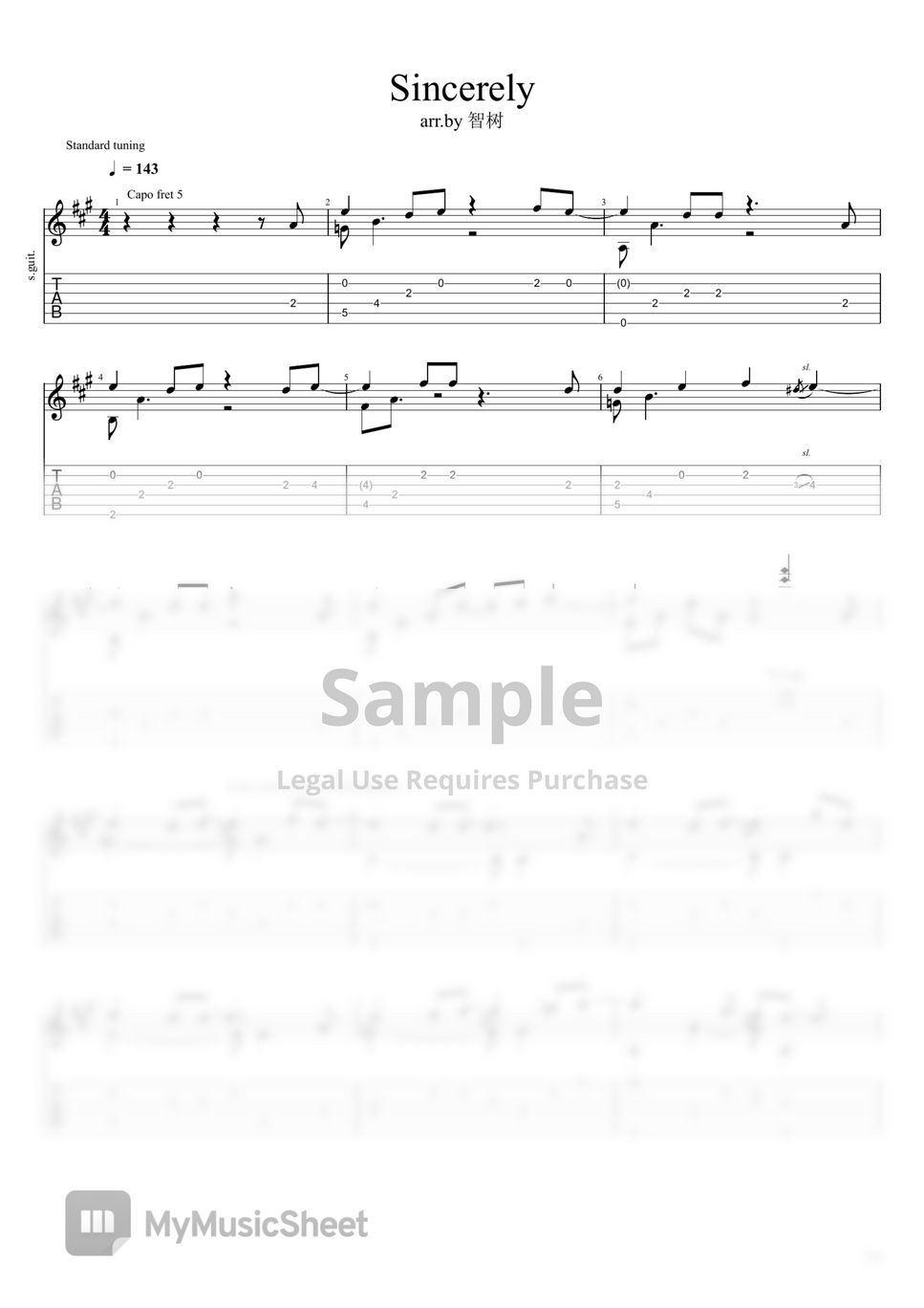 TRUE - Sincerely - Violet Evergarden Sheet Music by Tomoki Ye