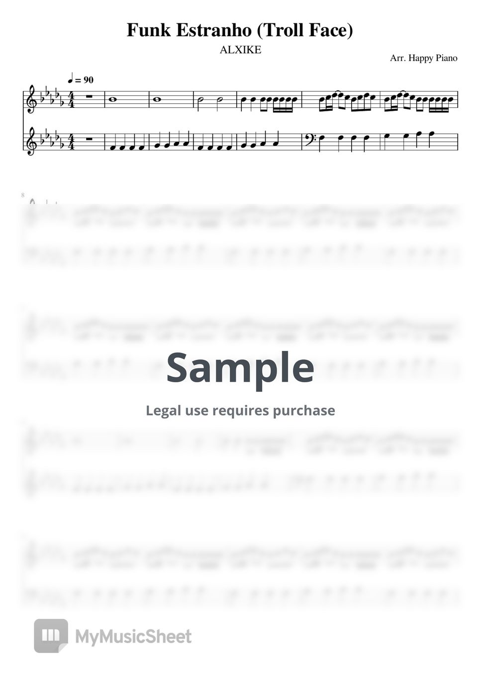 ALXIKE - Funk Estranho (Troll Face) Sheet Music by Happy Piano