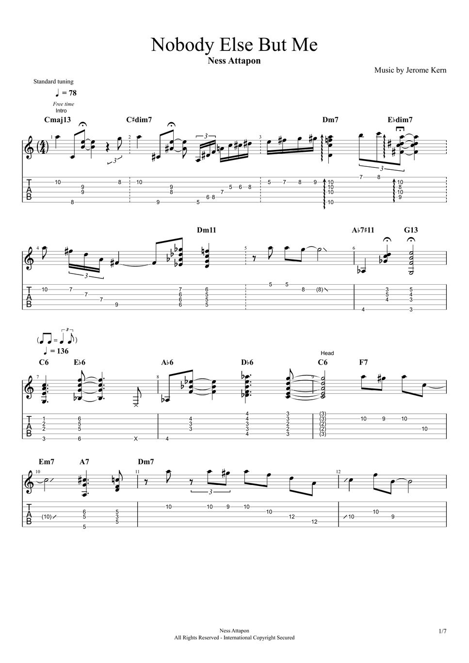 Jerome Kern - Nobody Else But Me Sheet by Ness Attapon