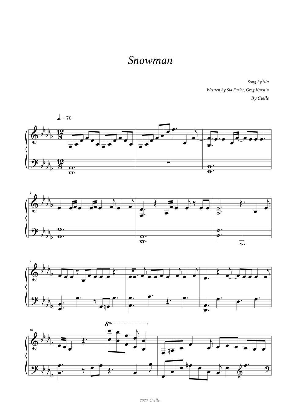 Sia - Snowman Partitura by Cielle