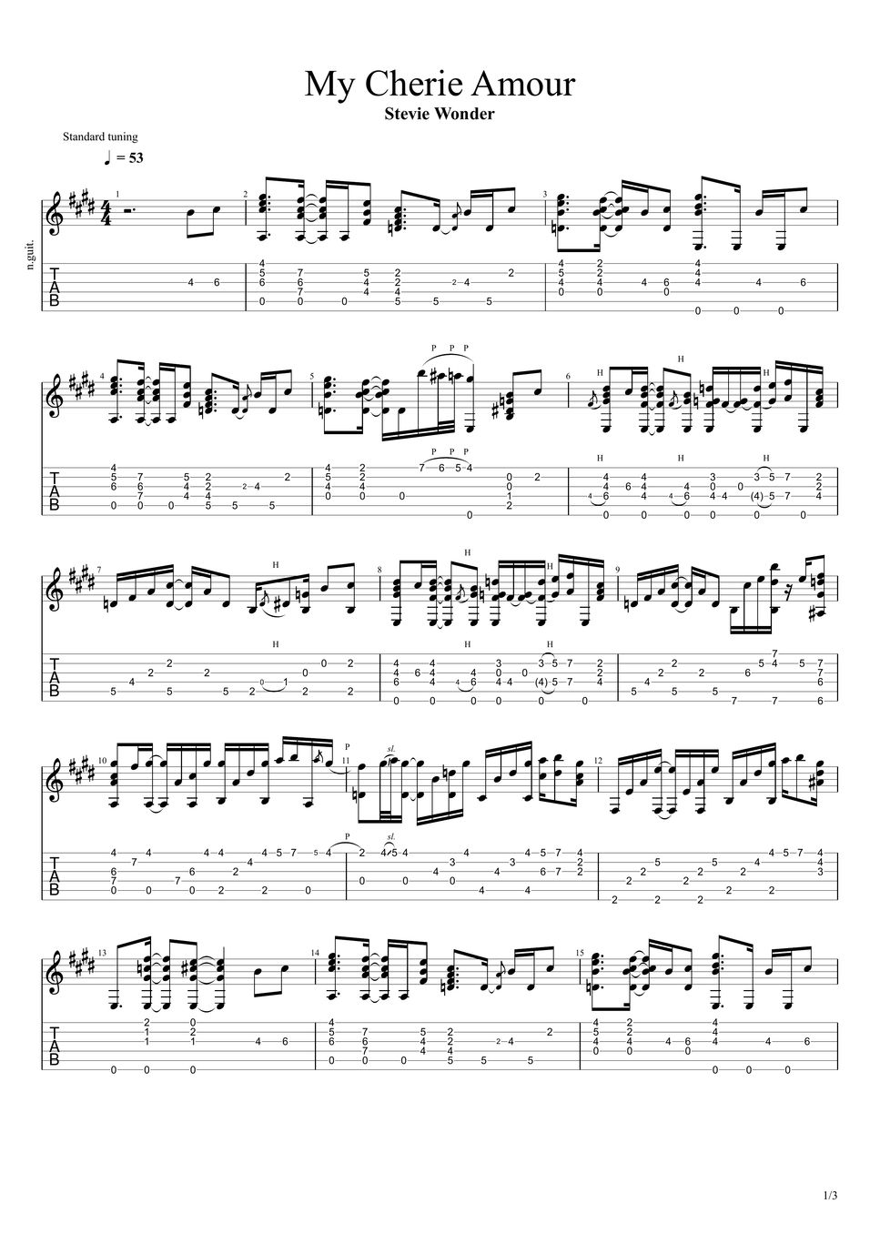 Stevie Wonder - My Cherie Amour (With Backing Tra) TAB by David Chun